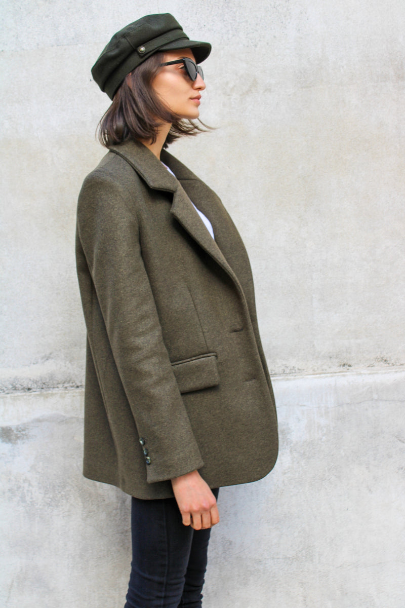 Veste oversize Mathilde - Olive Gris de Provence – LA JAQUETTE